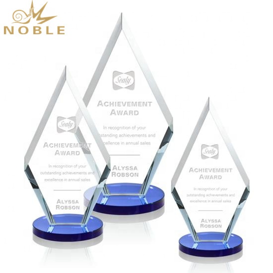 Hot Sale Personalized Handmade Crystal Diamond Plaque Award on Blue ...