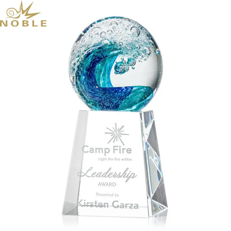 Noble Best Selling Custom Engraving Surf Art Glass Trophy on Clear Base ...