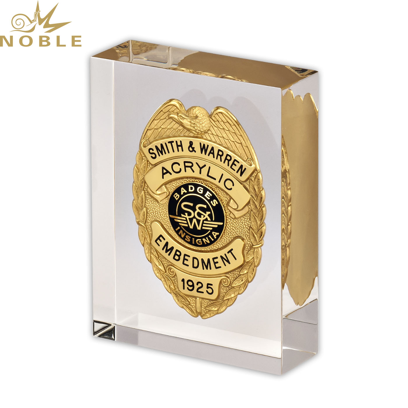 Hot Selling Acrylic Lucite Embedment Gifts Metal Badge Acrylic Display ...