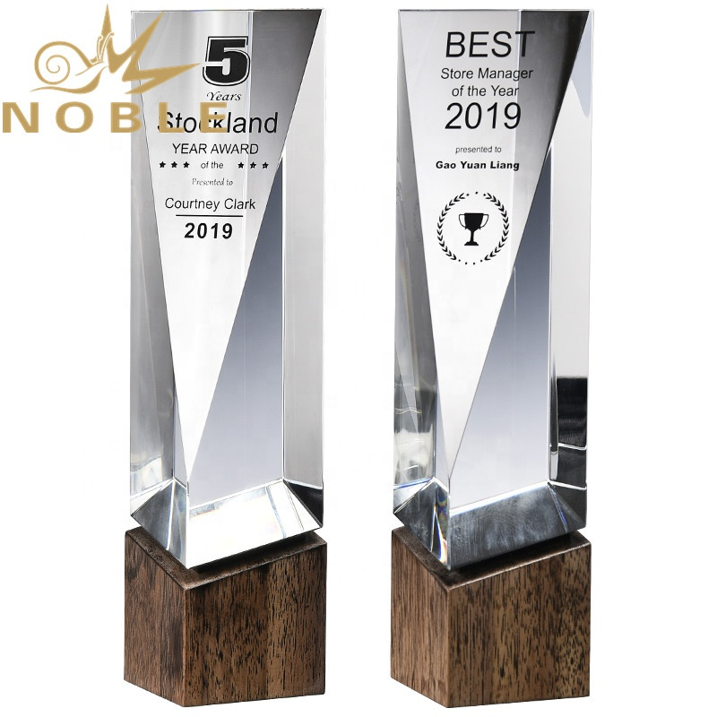 New Design Custom Cube Crystal Award Trophy with Wooden Base - Buy ...