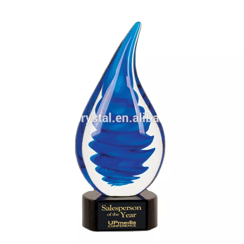 Blue Tornado Art Glass Hand Blown Award Trophy - Buy Hand Blown Award ...