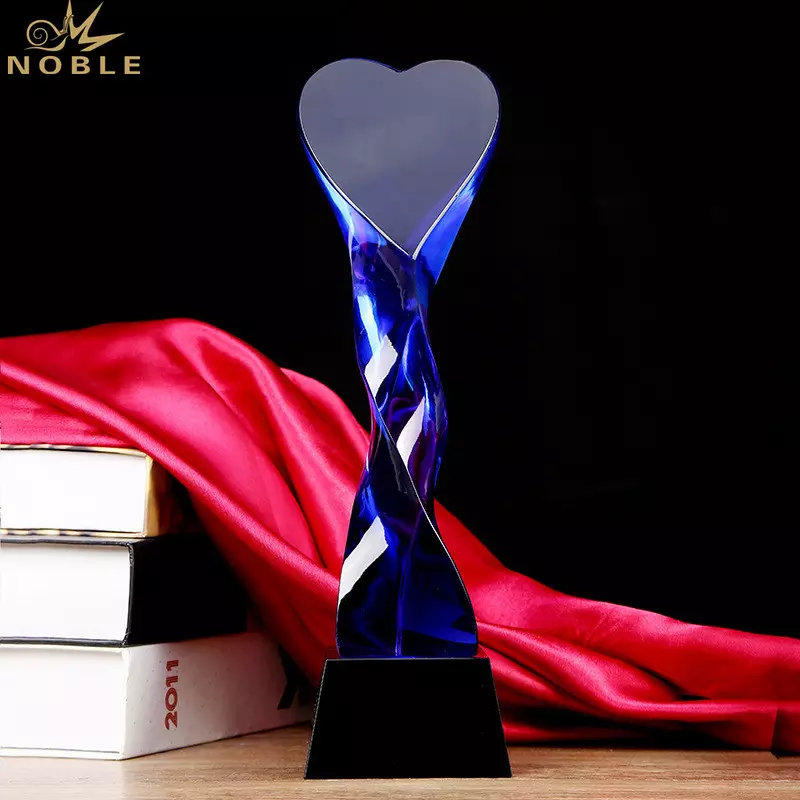 Custom Engraving Blue Crystal Heart Award Trophy - Buy Crystal Heart Award, Flame Trophy, rising ...